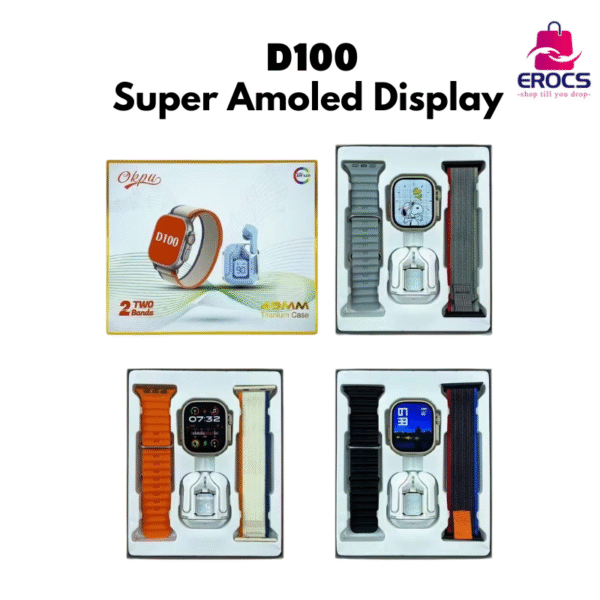 D100 Ultra Smartwatch Super Amoled Display - EROCS