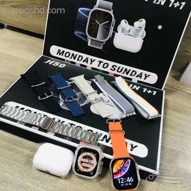 H50 Smartwatch with 7 Straps 1 Headphone with1 Cover - EROCS (BD.) LTD.